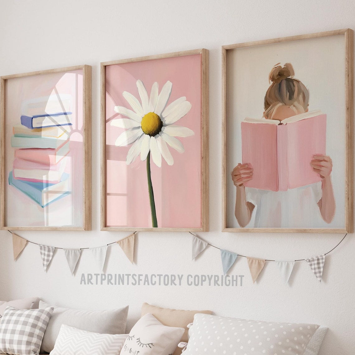 Luvia Girl Reading Poster, Girls Art, Pastel Book Nook, Reading Lovers ...