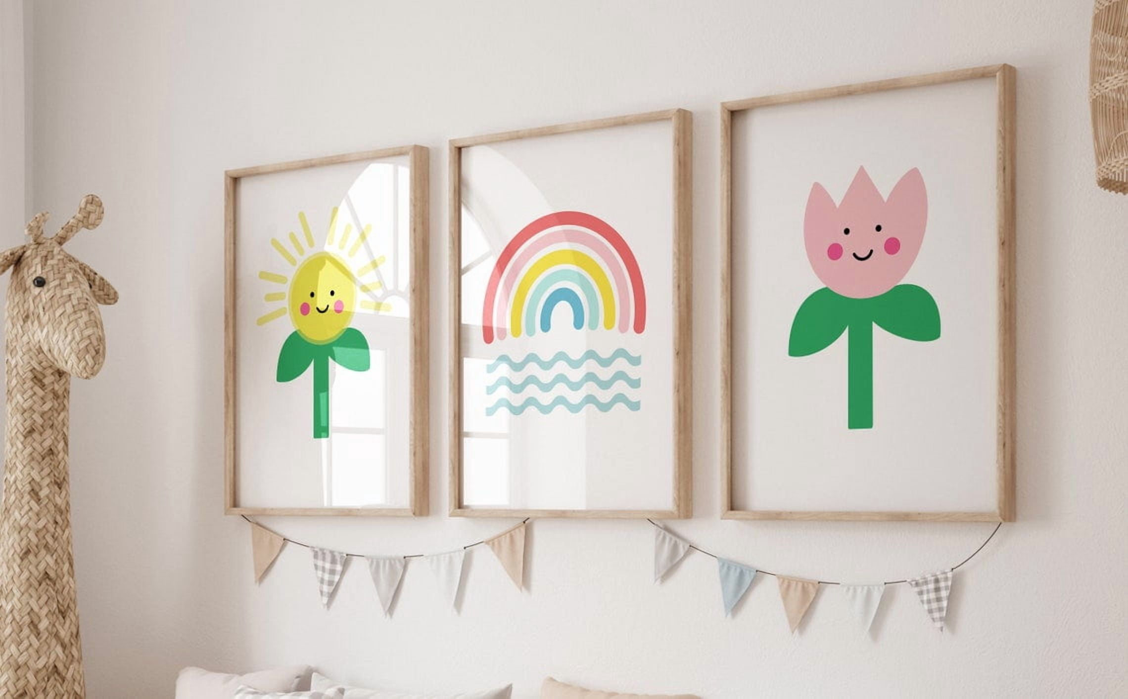 Luvia Girls, Nursery Set Of 3, Modern Nursery Art, Girls Art, Rainbow ...
