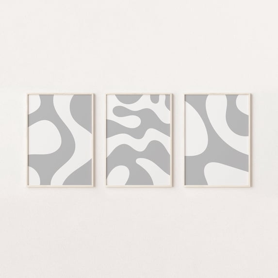 Luvia Grey Gallery Wall Set / Set Of 3 Light Grey Prints, Modern Art ...
