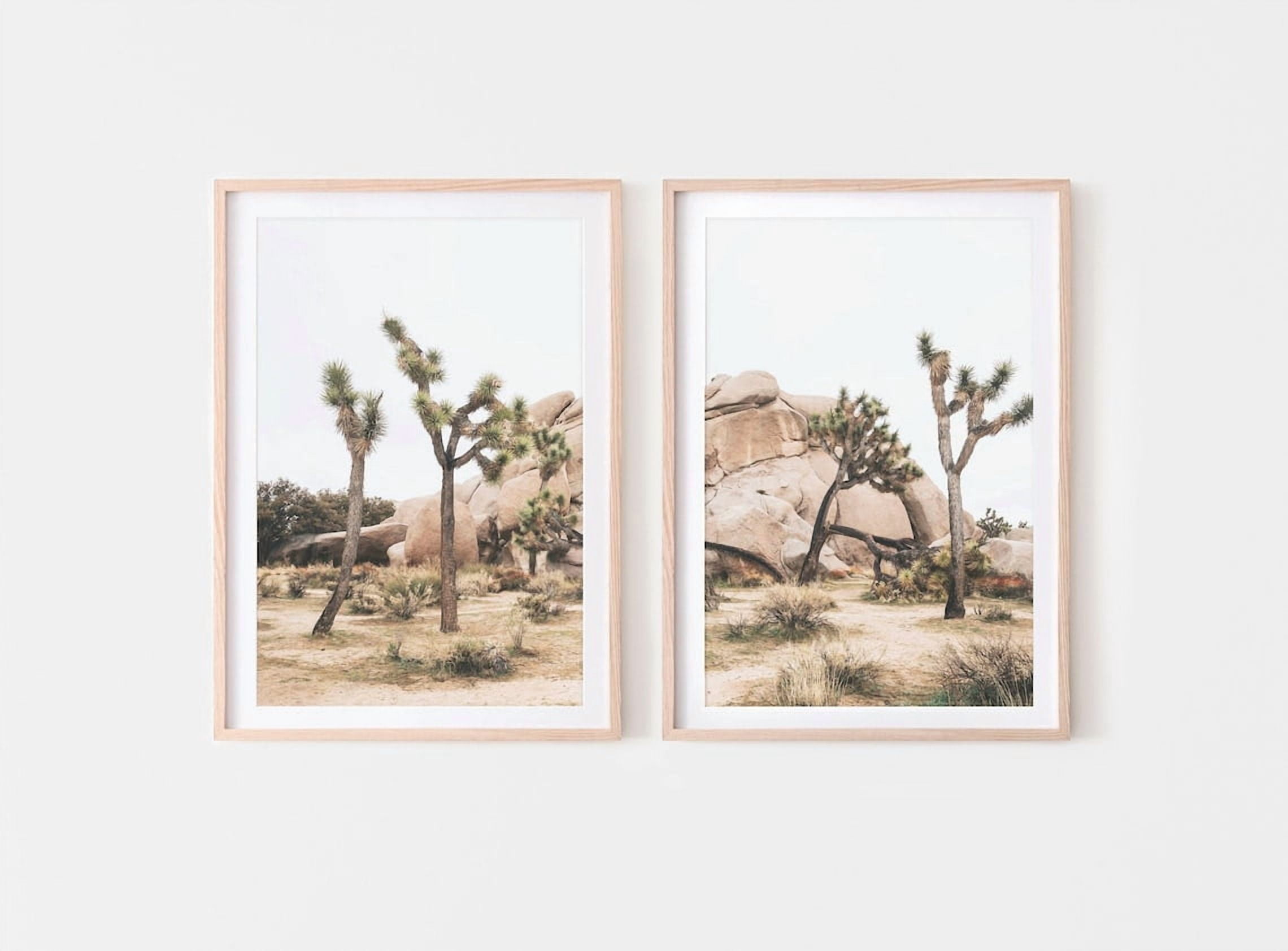 Luvia Joshua Trees Set Of 2, Desert, Boho Desert Set, Pastel Landscape ...