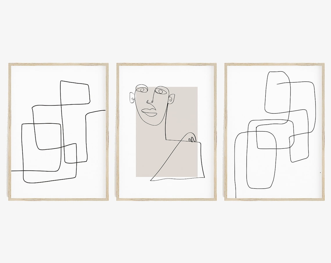 Luvia Line Art Set Of 3 Prints Modern Art Prints Abstract Prints ...