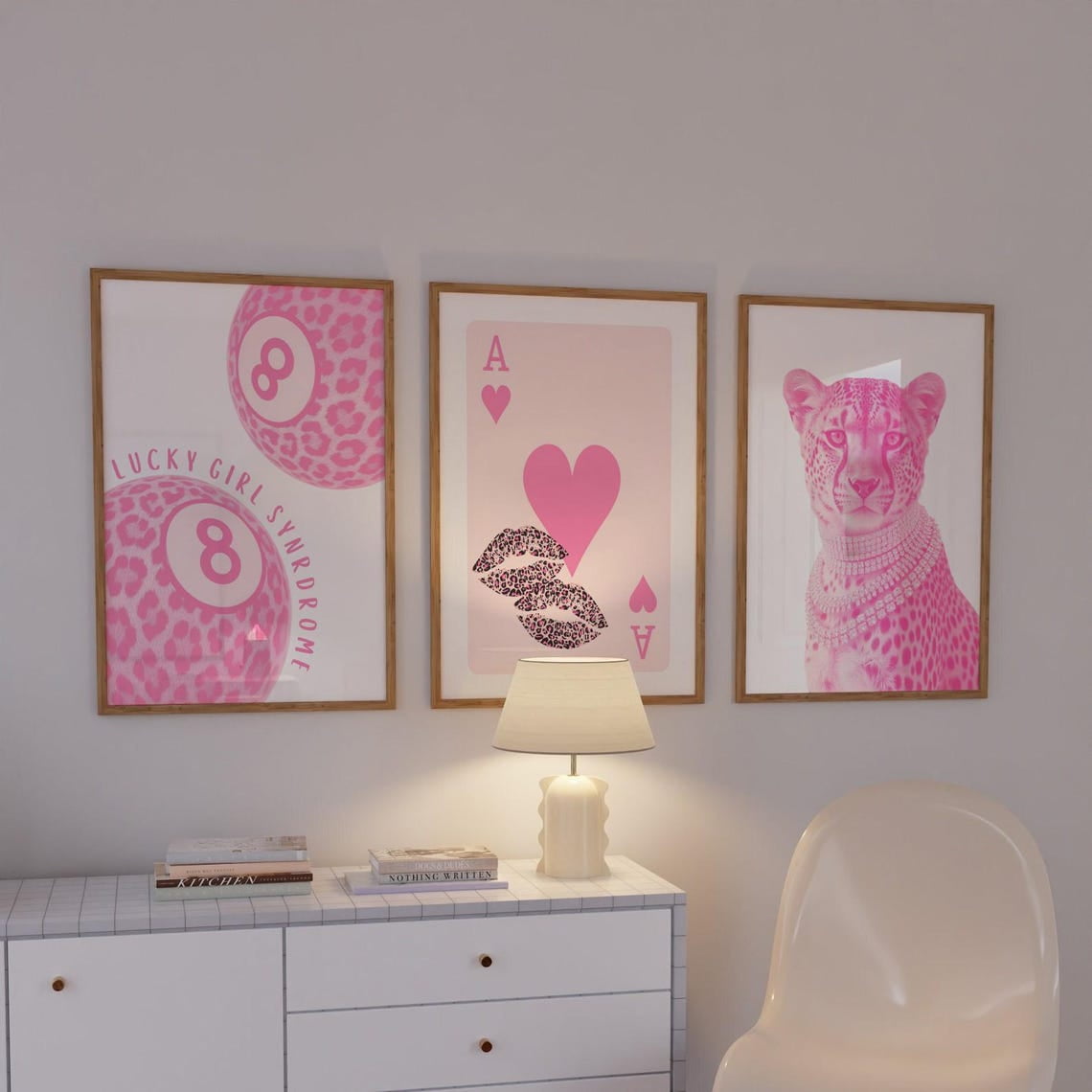 Luvia Lucky Girl Set Of 3 - Dorm, Retro Cheetah Art Print, Trendy Girly ...