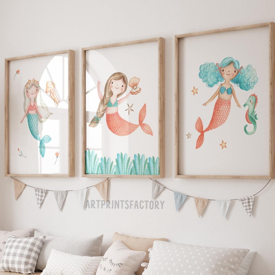 Luvia Mermaid Prints For Girls Room, Mermaid Nursery Decor, Under The ...