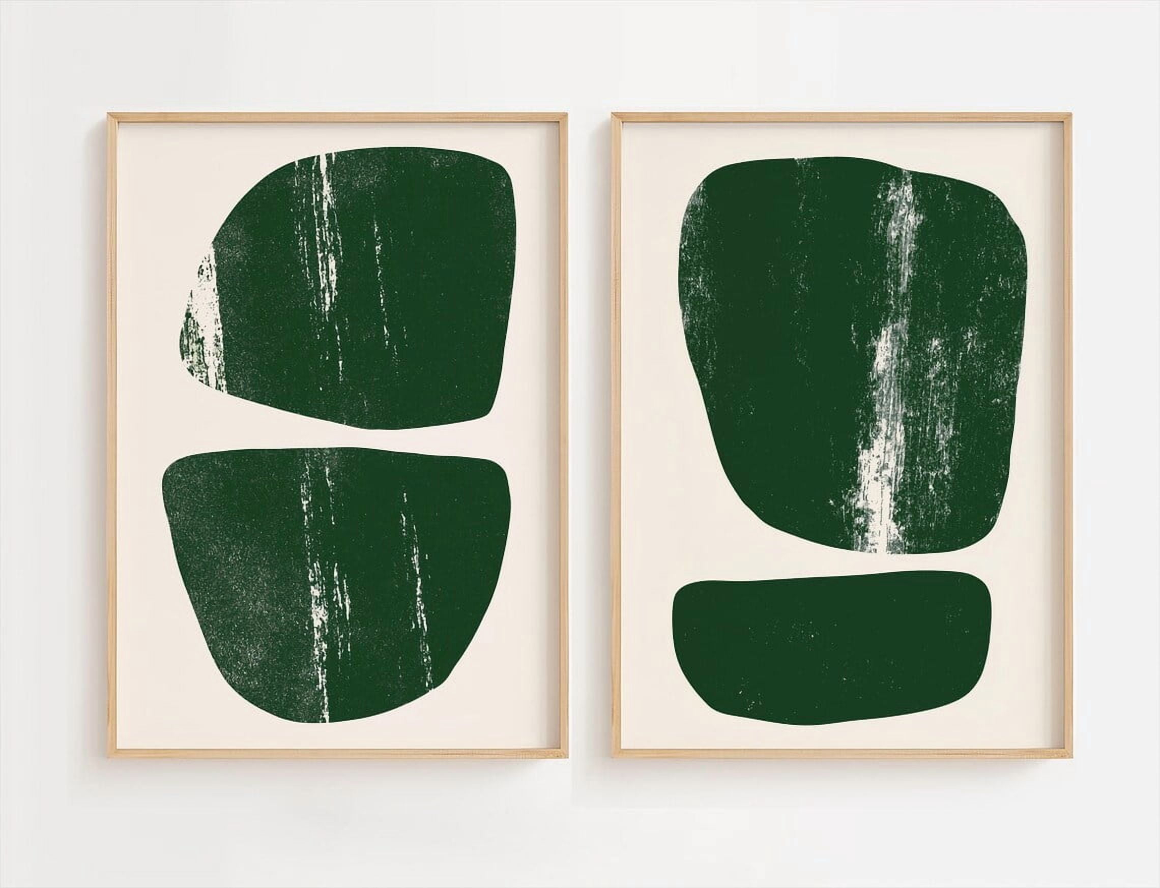 Luvia Minimalist Abstract Green Shapes Art Prints, Set Of 2 | Mid ...