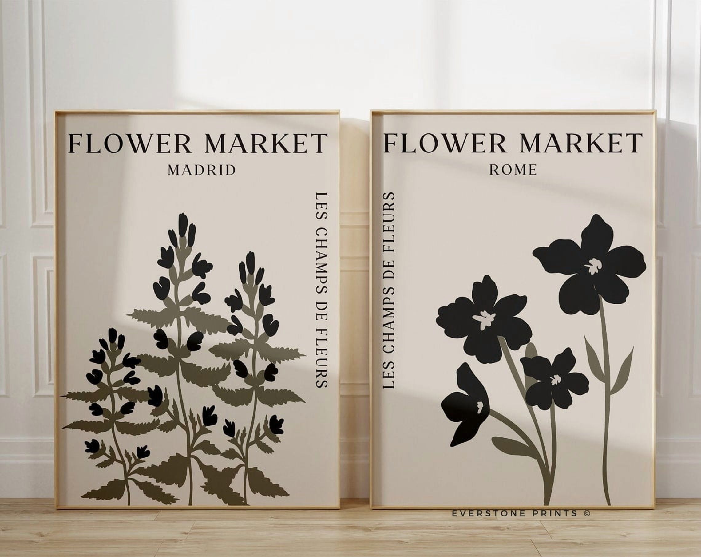 Luvia Modern Flower Set Of 2, Botanical Flower, Wildflower Art, Florist ...