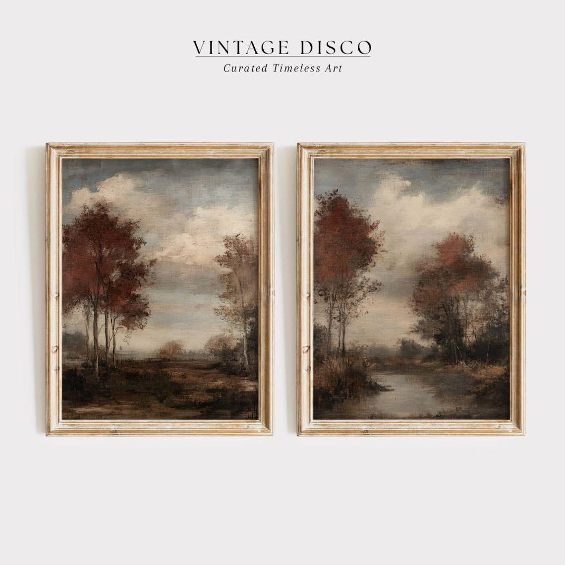 Luvia Moody Autumn Landscape Set Of 2 - Rustic Dark Fall Farmhouse ...