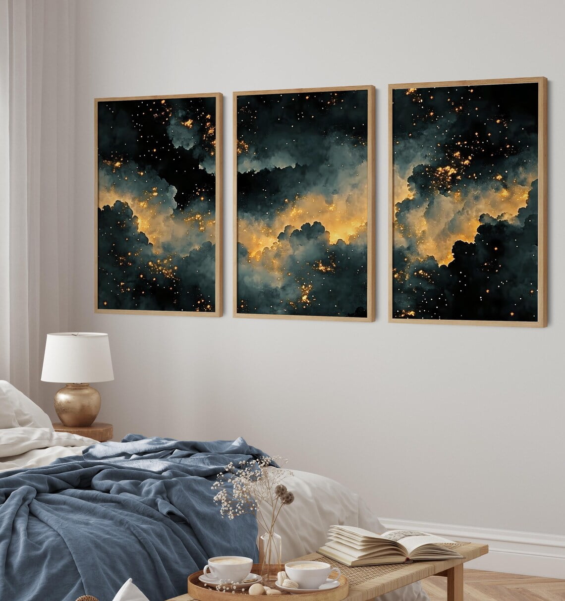 Luvia Moody Celestial Prints Set Of 3, Starry Night Sky Posters, Dark ...