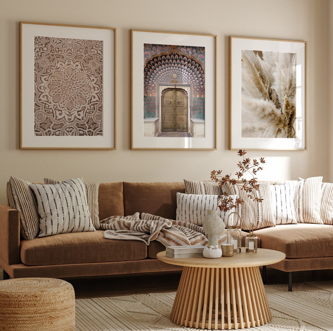 Luvia Moroccan Prints Set Of 3, Boho Moroccan Door, Oriental Neutral ...