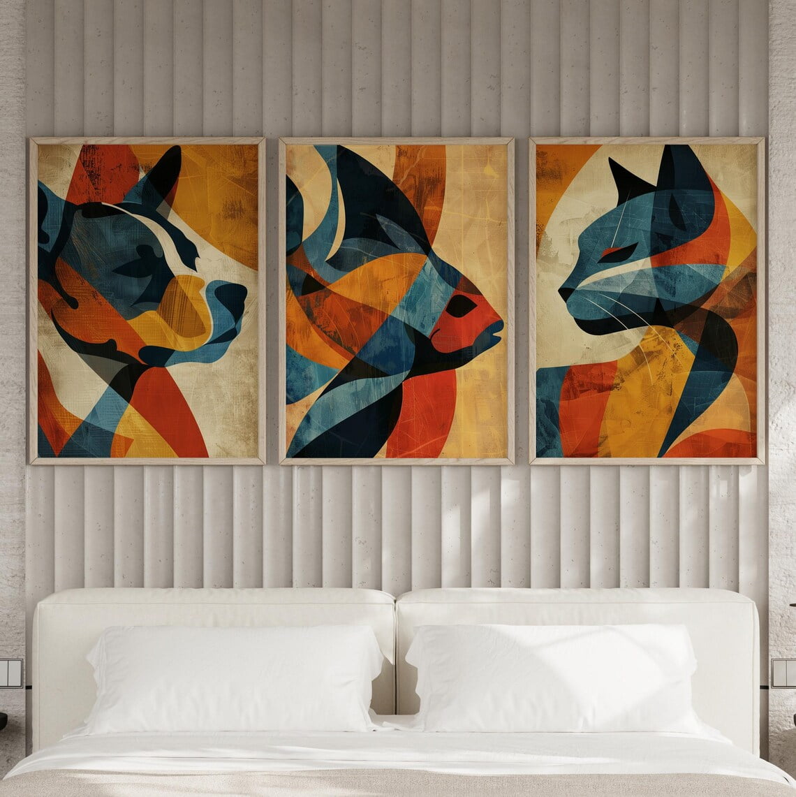 Luvia Mosaic Boho Abstract Animal Poster Set Of 3 Wall Art Or, Cat Dog ...