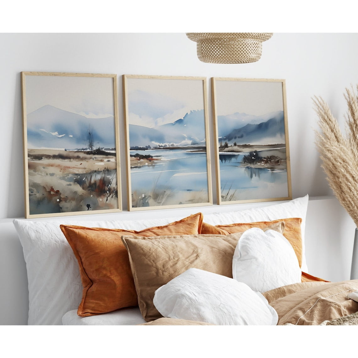 Luvia Mountain Lake Landscape Set Of 3 Prints Tryptic Poster Moody Lake ...