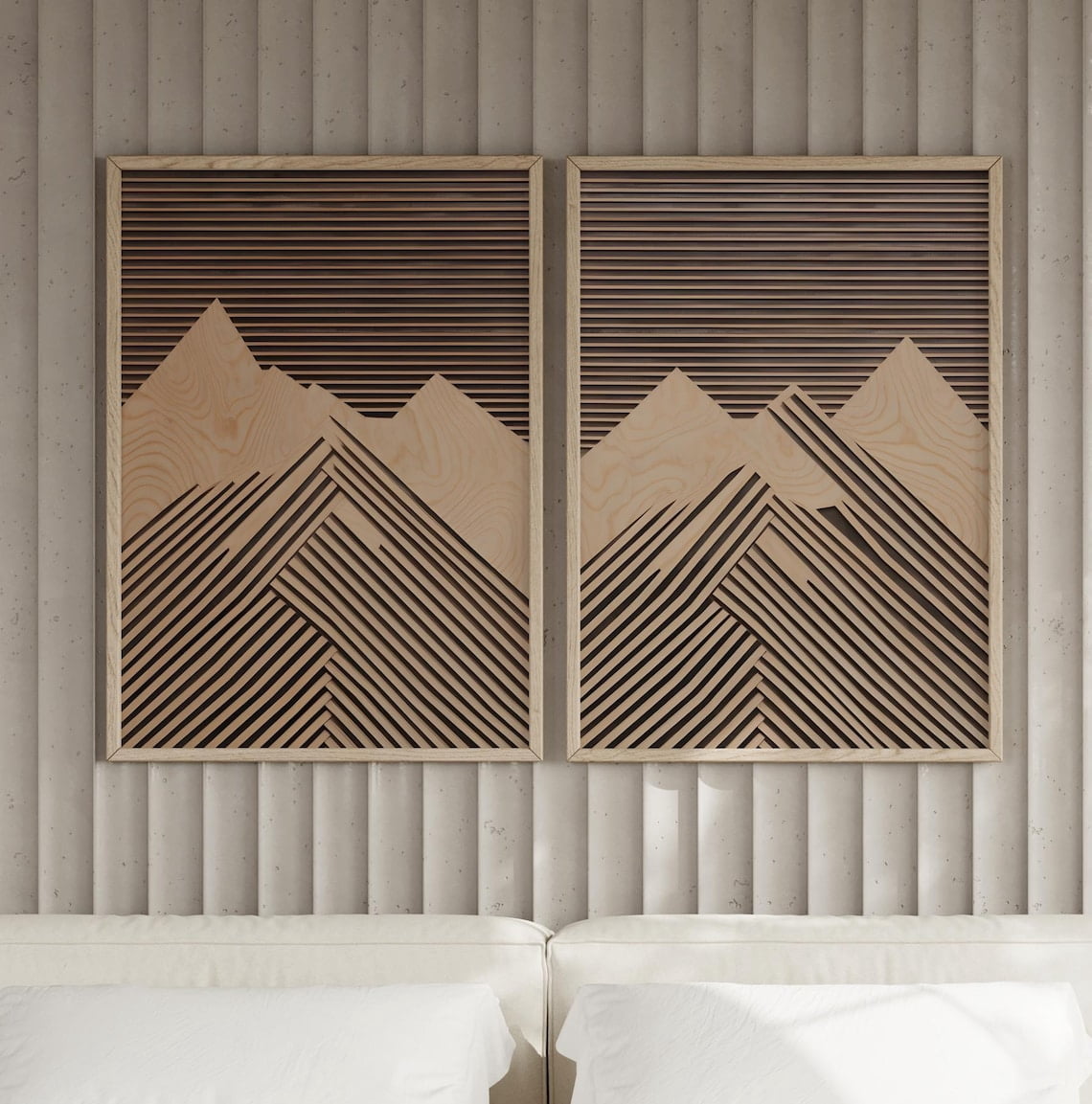 Luvia Mountain With Lines Wall Art Print Or Set Of 2, Modern Mountain ...