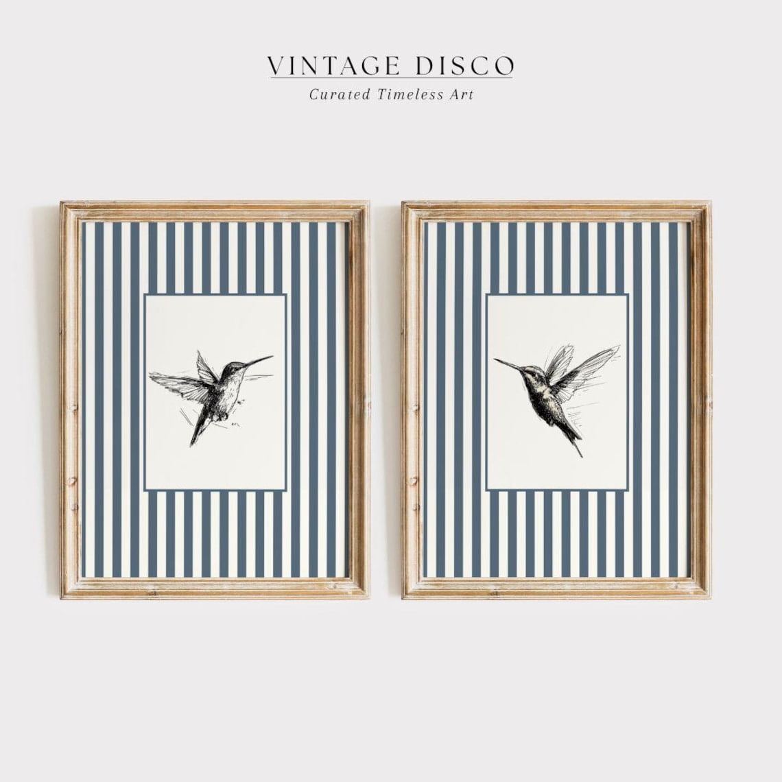 Luvia Nancy Meyers Striped Hummingbird Sketch Set Of 2 Coastal Grandma ...