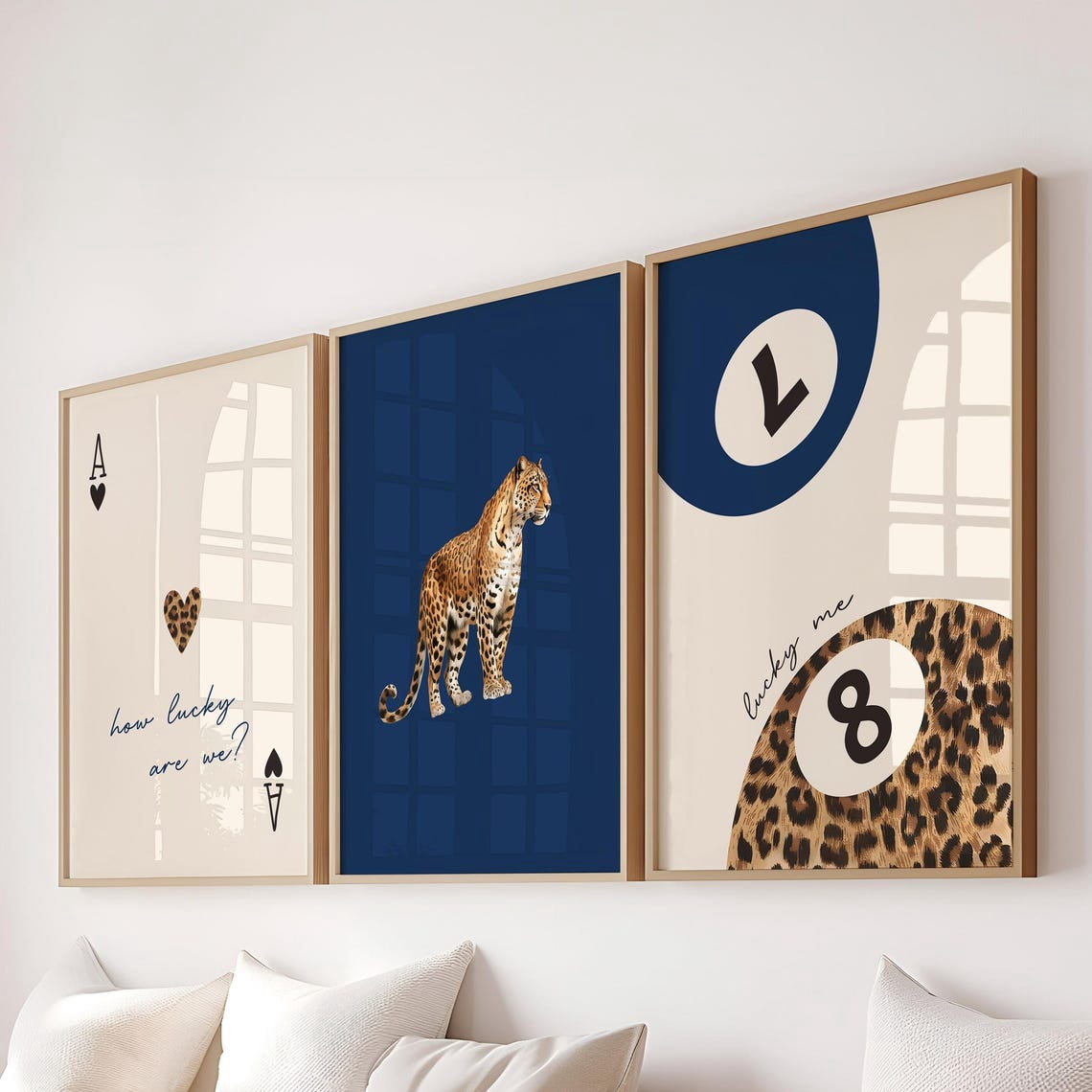 Luvia Navy Blue Leopard Cheetah Set Of 3 How Lucky Are We Lucky 8 Ball ...