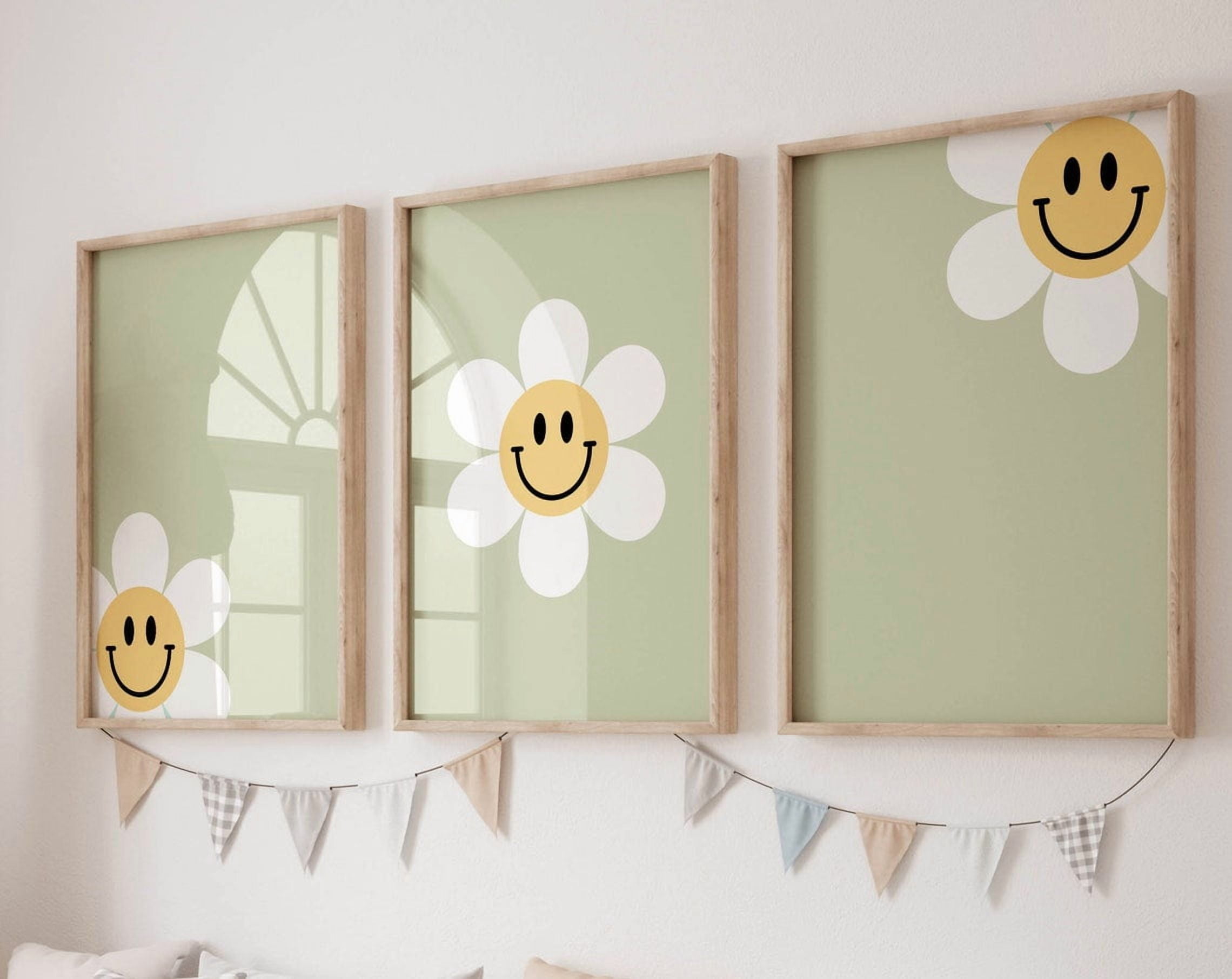 Luvia Neutral Daisy Nursery, Modern Daisy Decor, Boho Floral Set Of 3 ...