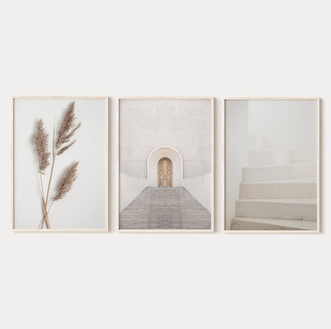 Luvia Neutral Set Of 3, Neutral Gallery Wall Set, Pampas Grass Boho ...