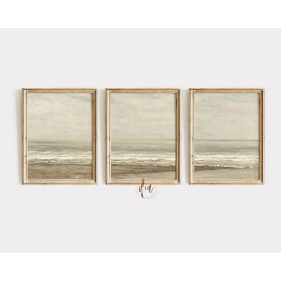 Luvia Neutral Vintage 3 Piece, Abstract Landscape Set, Modern Vintage ...