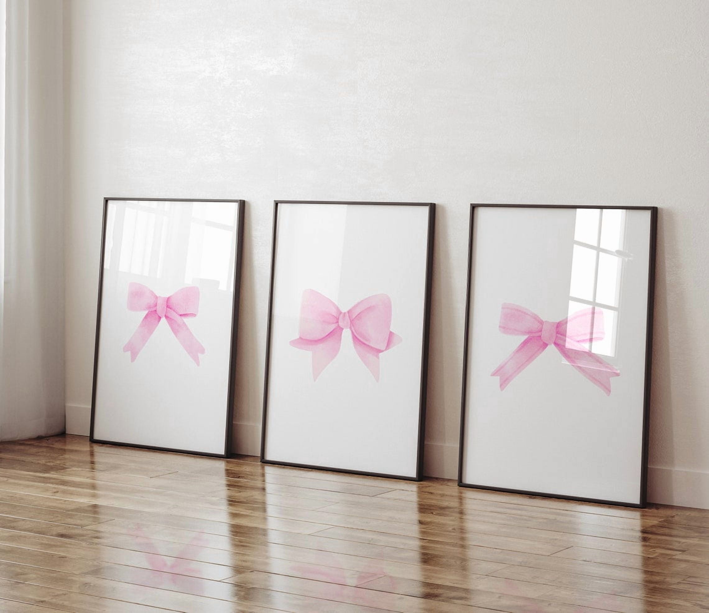 Luvia Pink Bow Set Of 3 Gallery Preppy Balletcore Poster Nursery Girly ...