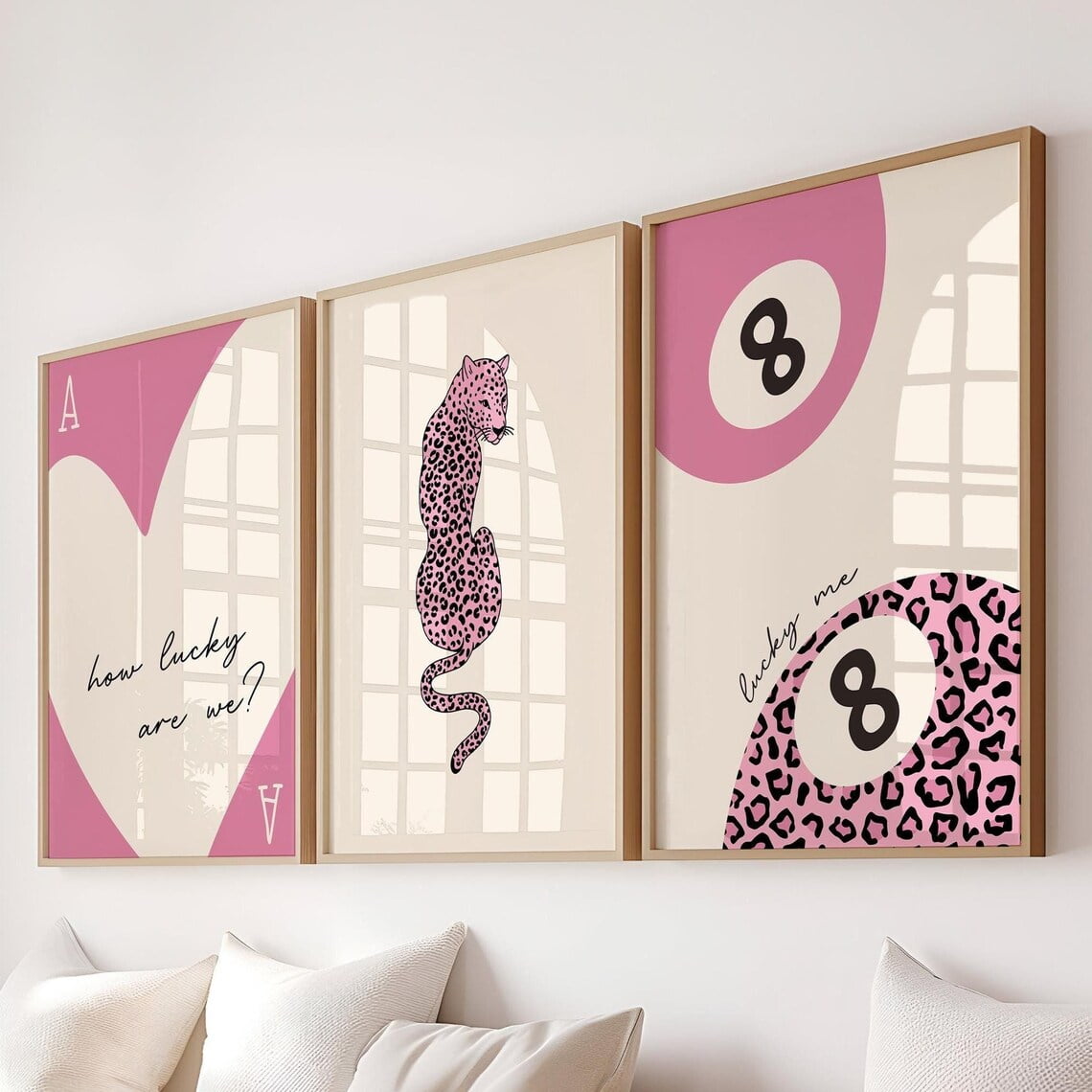 Luvia Pink Leopard Cheetah Set Of 3 How Lucky Are We Lucky 8 Ball ...