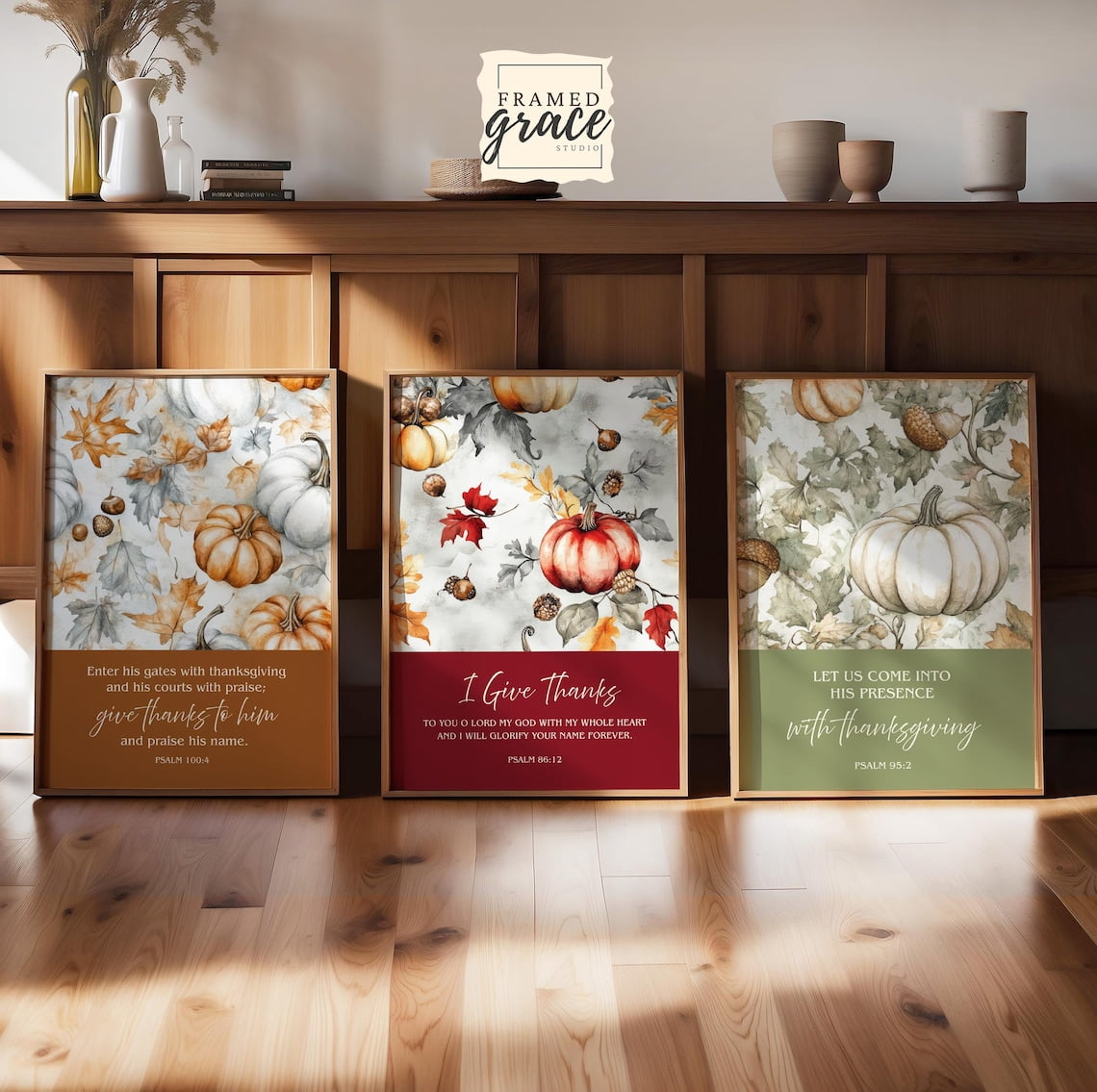 Luvia Psalms Fall Christian Set Of 3, Bible Verse Print, Vintage ...