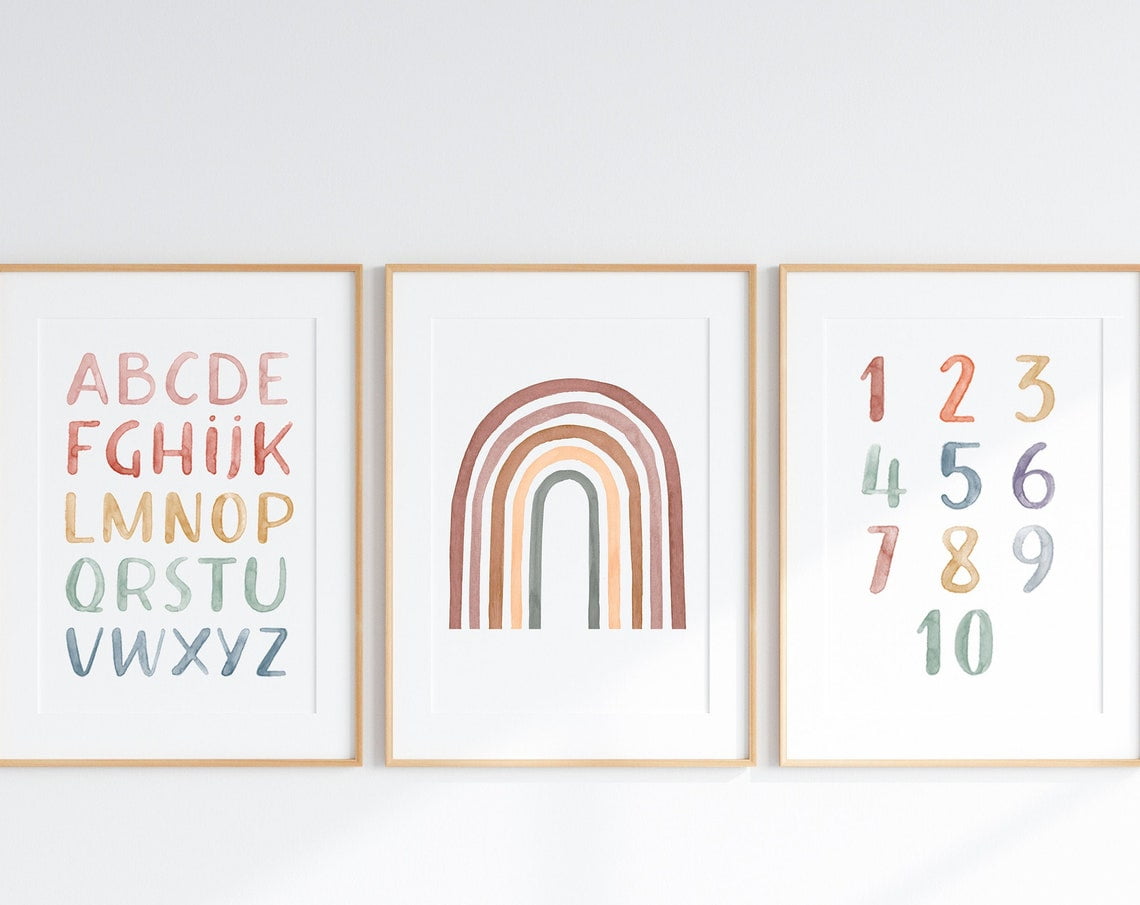 Luvia Rainbow Alphabet Poster, Learning, Abc Print, Educational, Kids ...