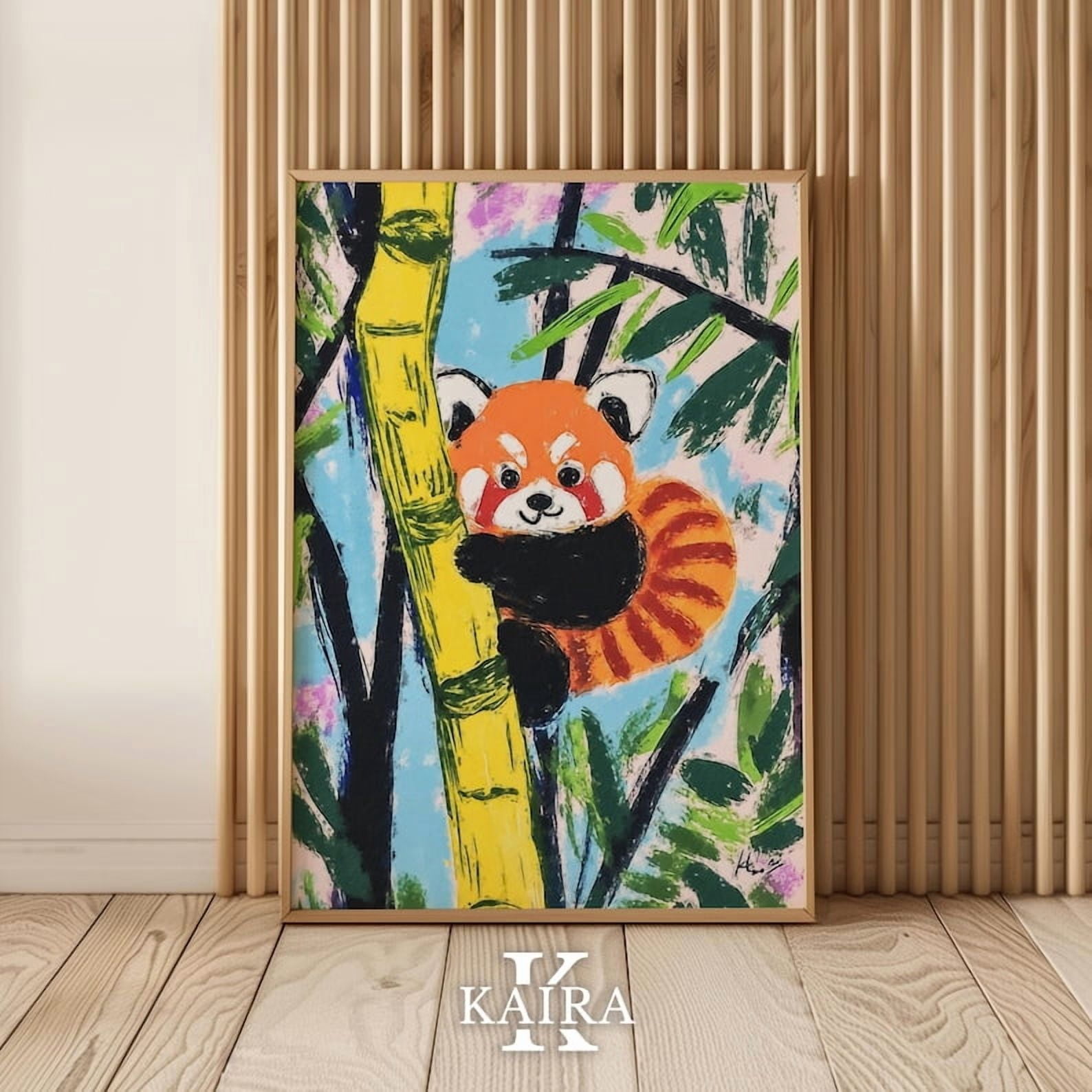 Luvia Red Panda Poster, Colorful Bamboo Forest Illustration for Nature ...