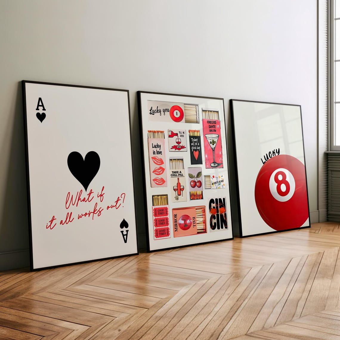 Luvia Retro Trendy Wall Art Print Or Set, Vintage Matchbox Ace Of ...