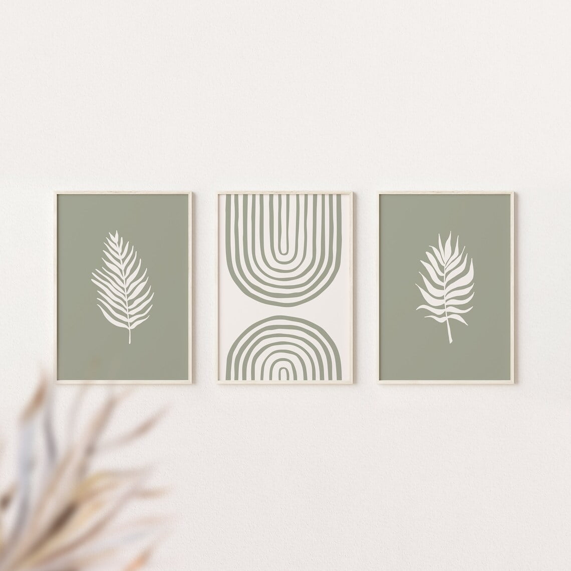 Luvia Sage Set Of 3 Prints / Sage Green Prints, Boho Rainbow Print, Set ...