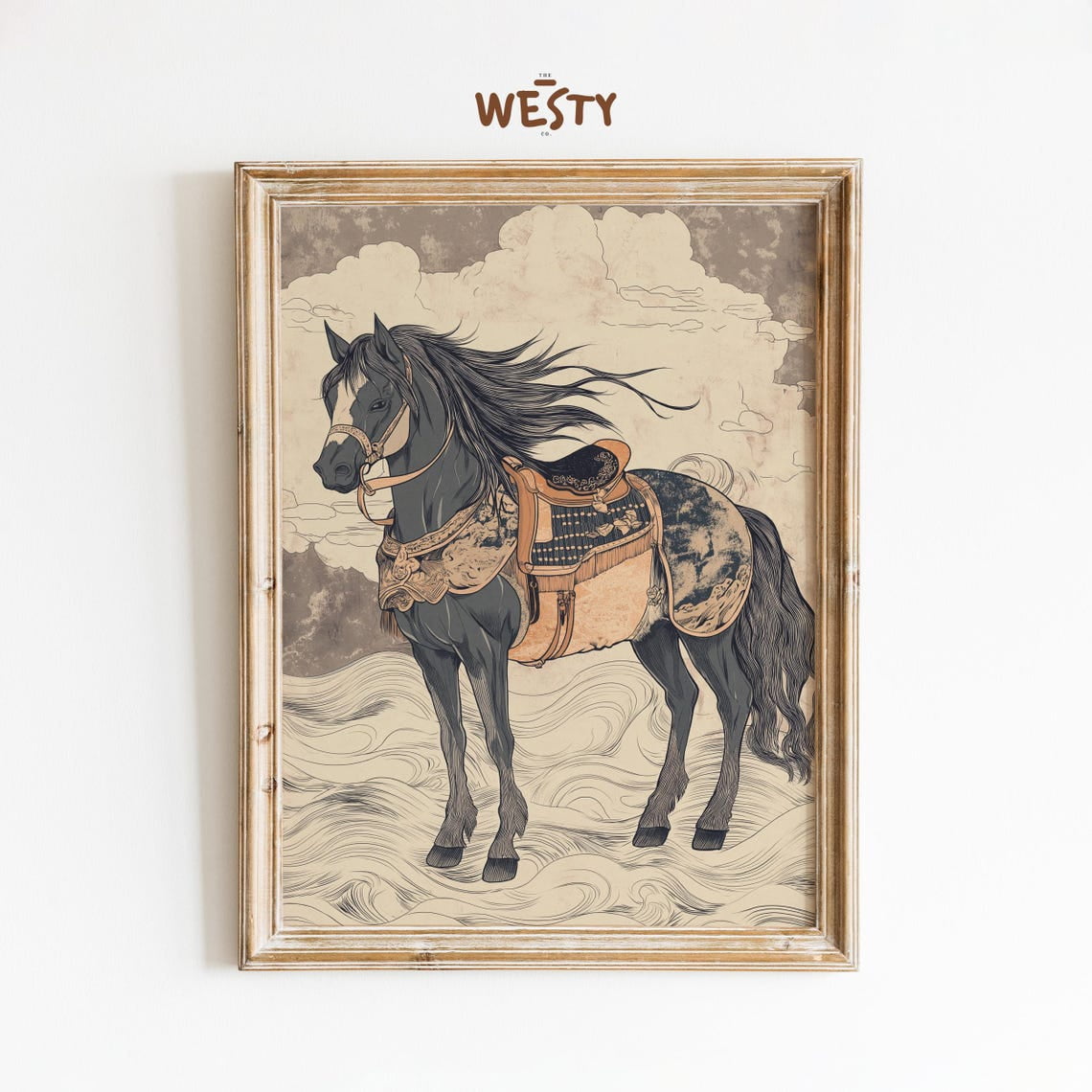 Luvia Samurai Horse Poster, Japanese Cowboy Wall Art, Vintage Western ...