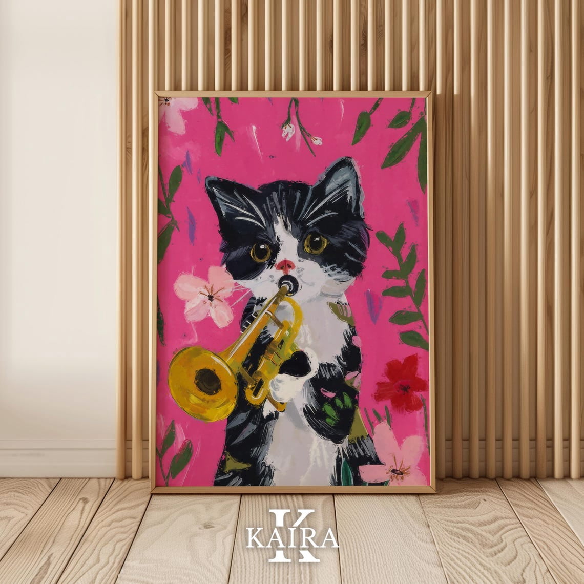 Luvia Saxophone Kitten Poster, Quirky Cat Illustration for Music Lovers ...