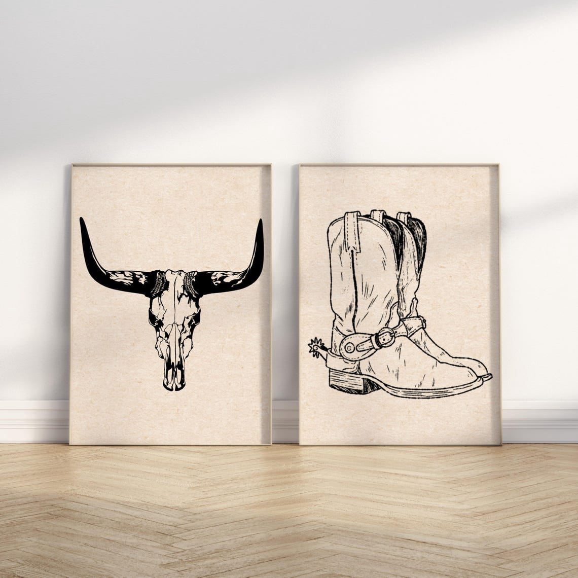 Luvia Set Of 2 Cowboy Western Wall Posters, Black And White Southwest ...