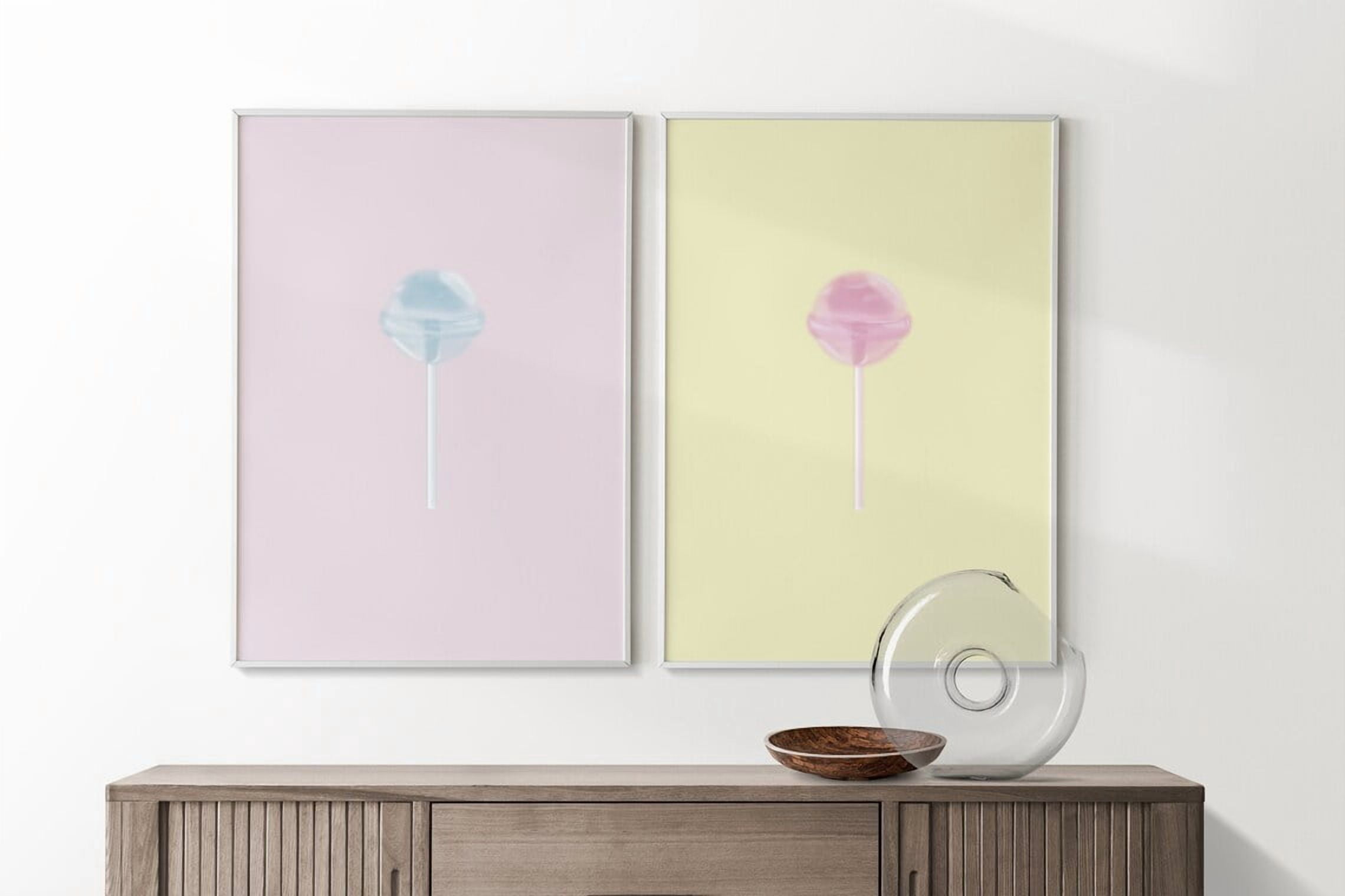 Luvia Set Of 2 Cute Danish Pastel Original Lollipop Art Strawberry And ...