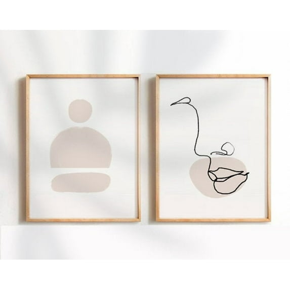 Luvia Set Of 2 Wall Continuous Line Art, Face Drawing, Abstract Print ...