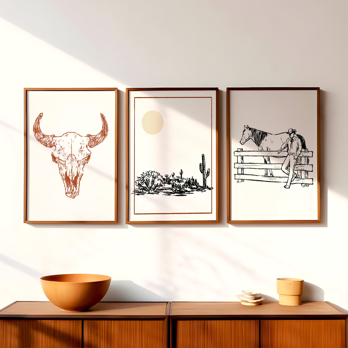 Luvia Set Of 3 Cowboy Western Wall Posters, Black And White Southwest ...