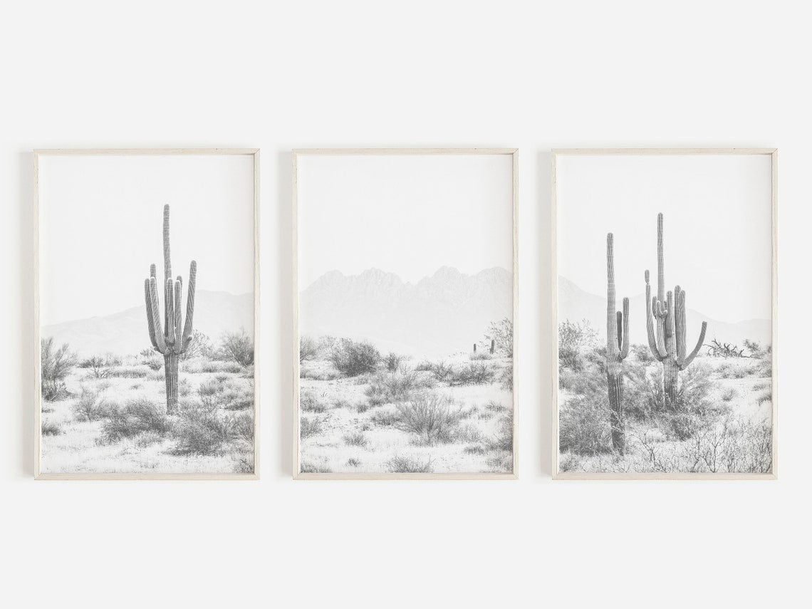 Luvia Set Of 3 Desert Prints, Four Peaks, 3 Piece Set, Desert, Black ...