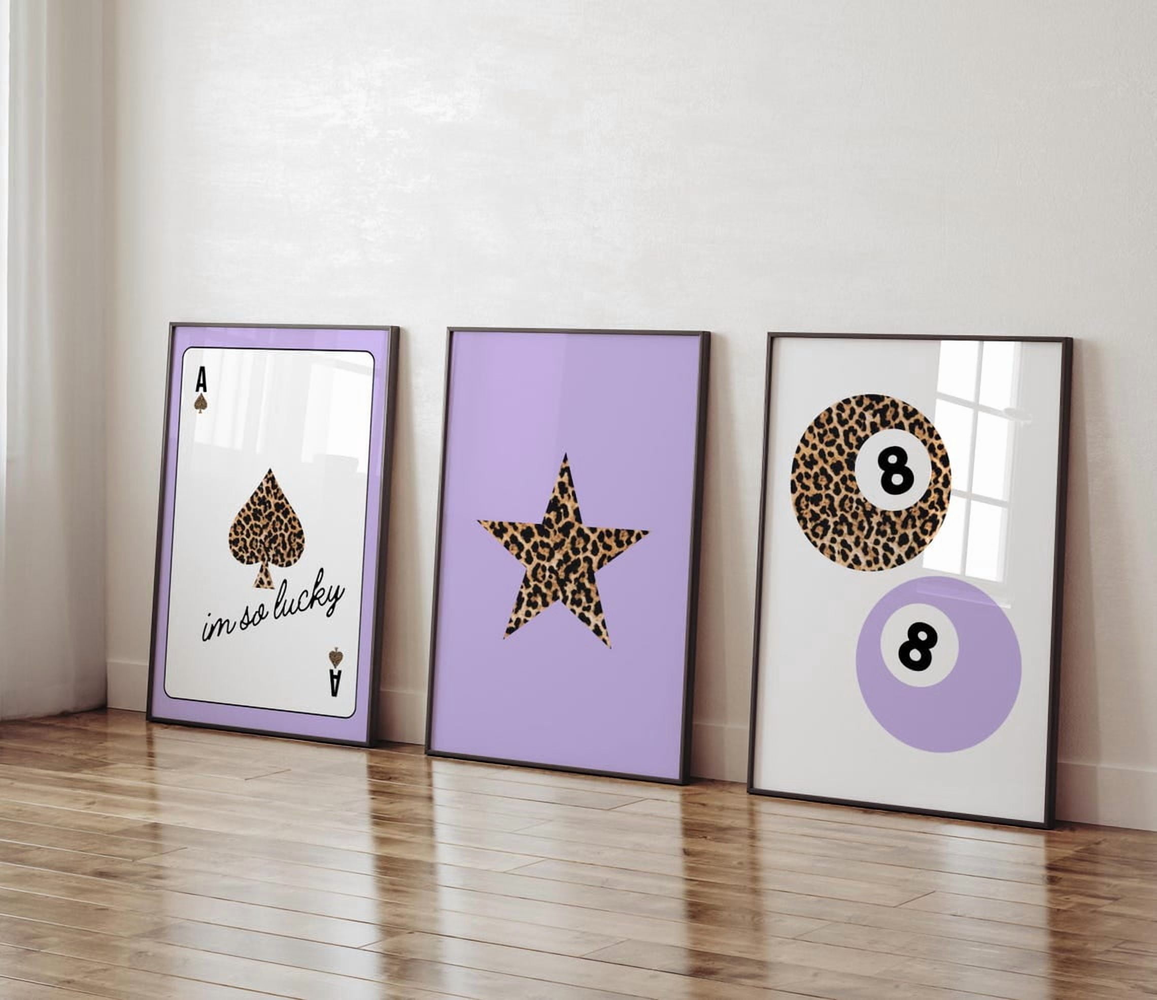 Luvia Set Of 3 Leopard Retro Dorm Purple Luxury Fashion Art Trendy Ace ...
