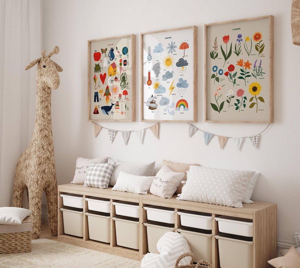 Luvia Set Of 3 Montessori Educative Bundle, Illustrated Alphabet ...