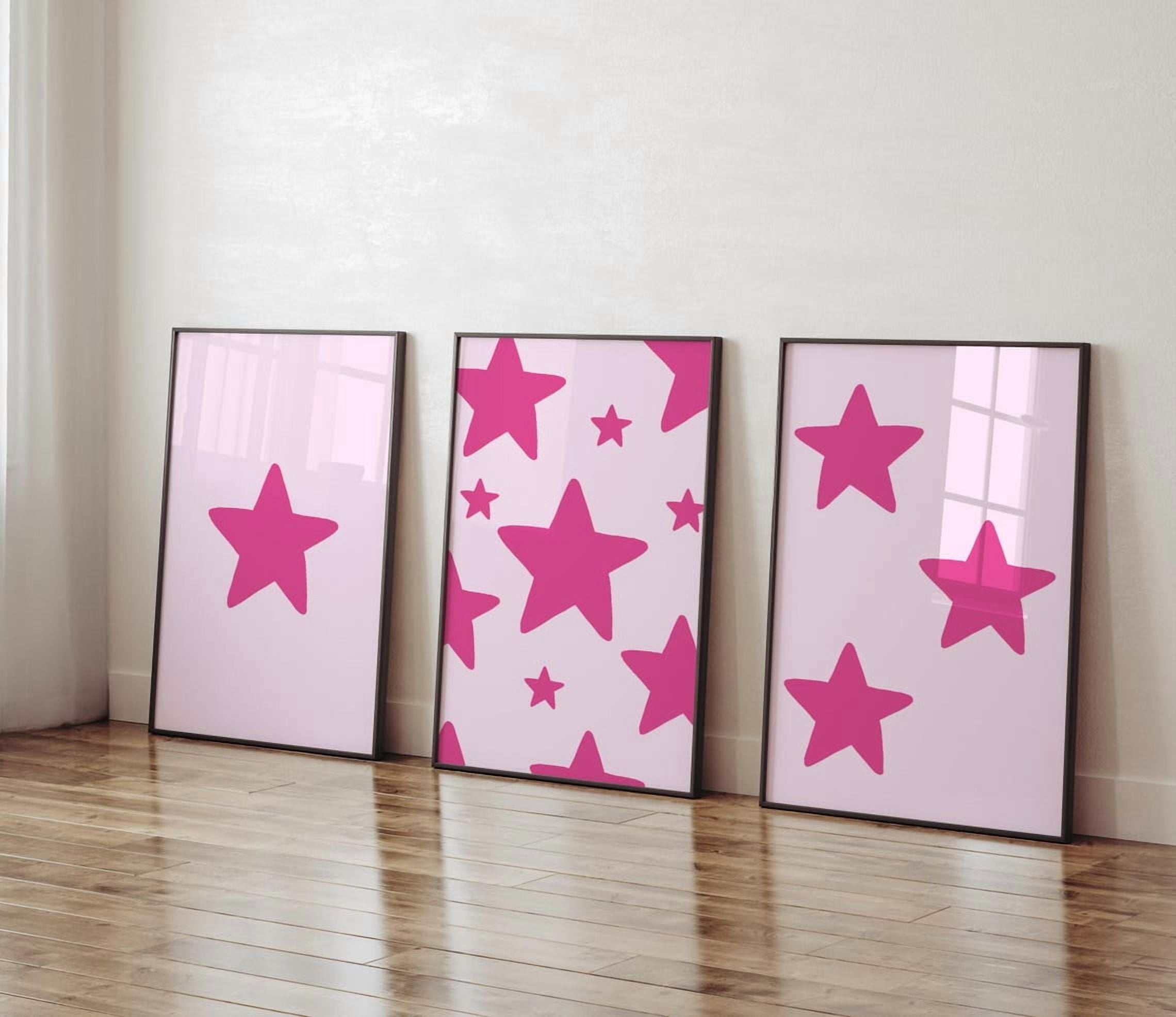 Luvia Set Of 3 Pink Star Trendy Teen Girl Bedroom Decor Pink Prints ...