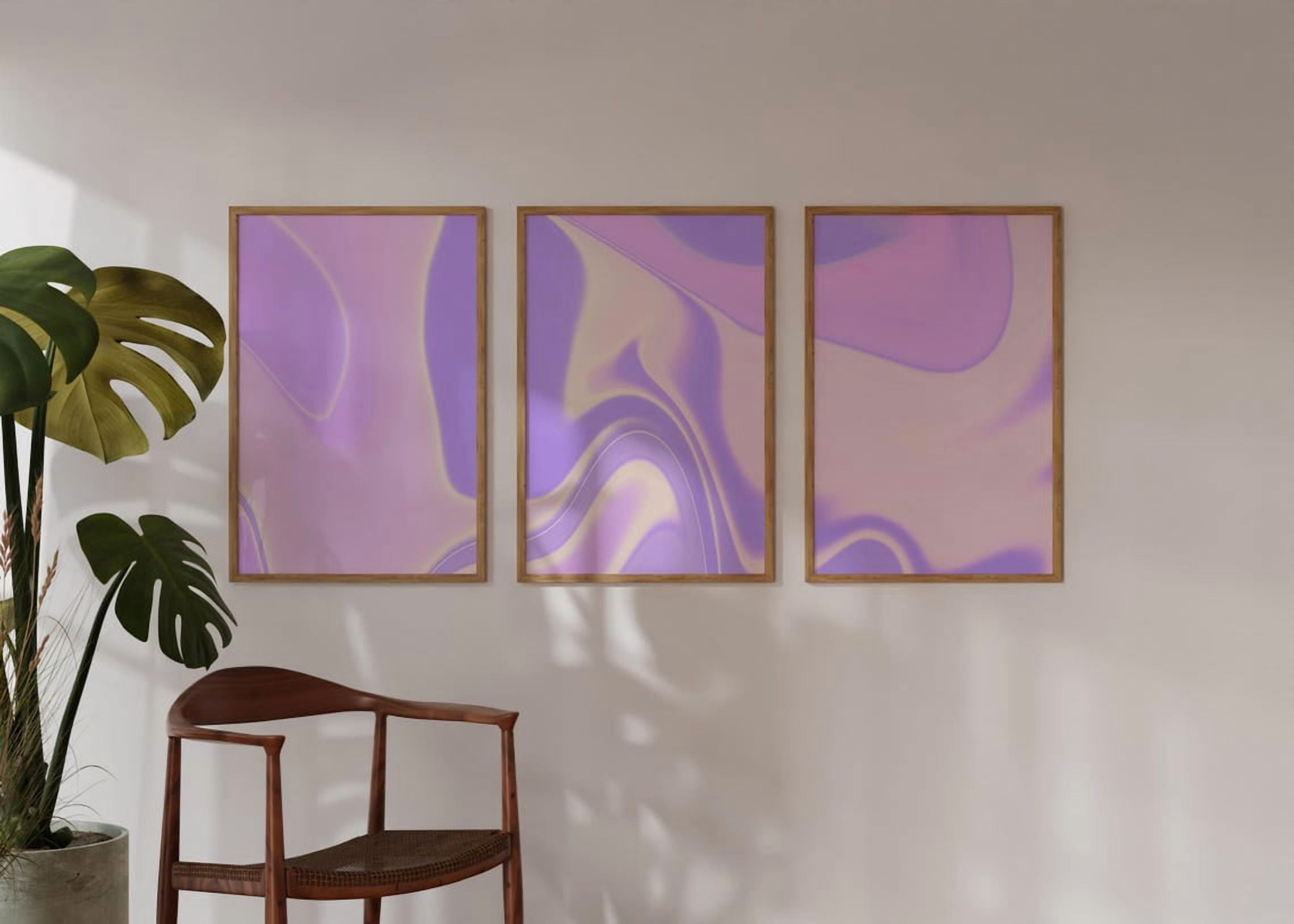 Luvia Set Of 3 Purple Marble Swirl Set Gradient Poster Retro Home Decor ...