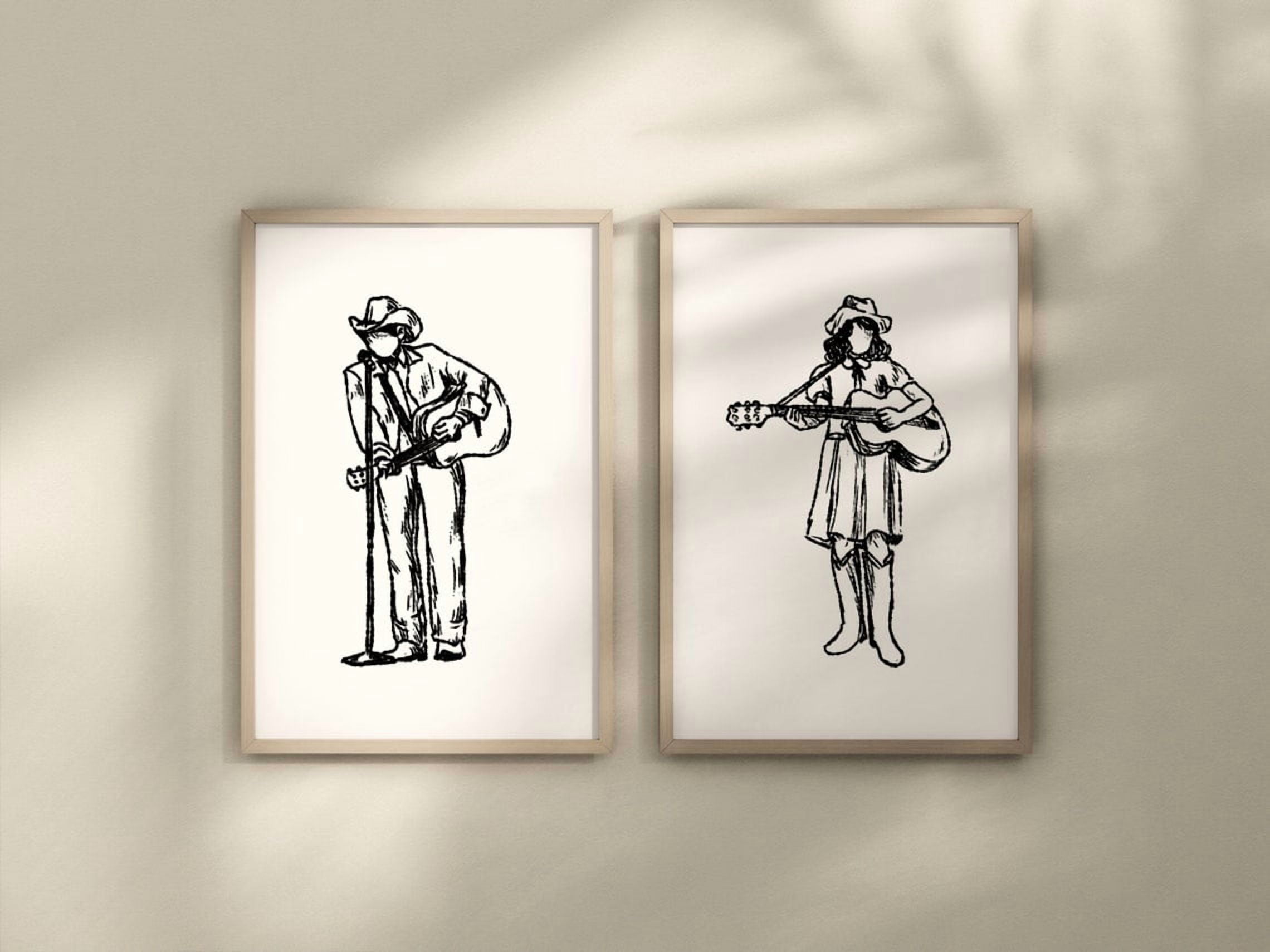Luvia Set Of 2 Cowboy Singer Western Posters, Couple Bedroom Decor ...