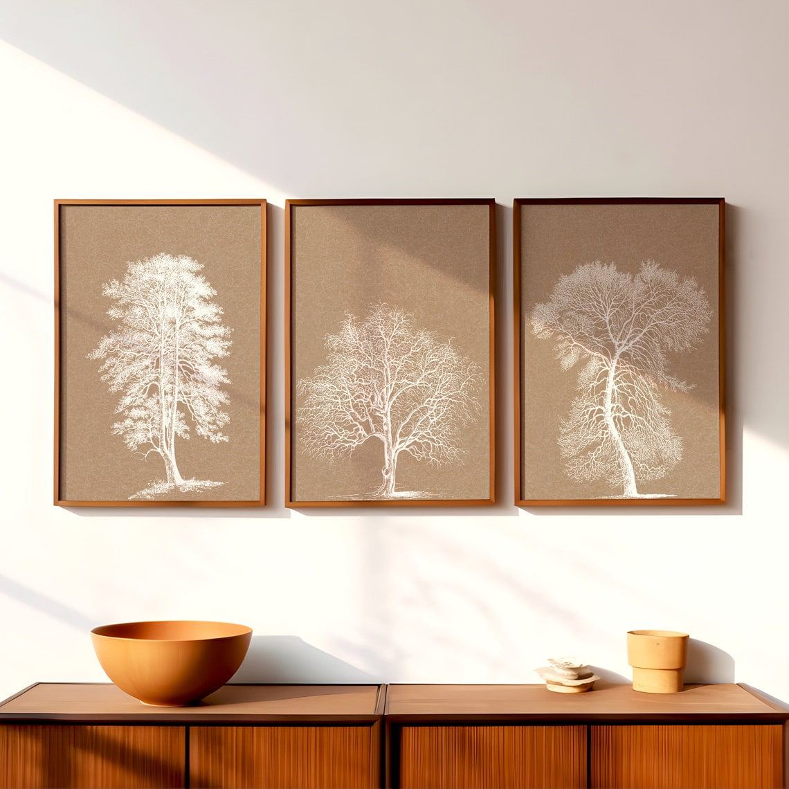 Luvia Set Of 3 Antique Tree Posters, Nature Outdoors Art, Line Art Tree ...