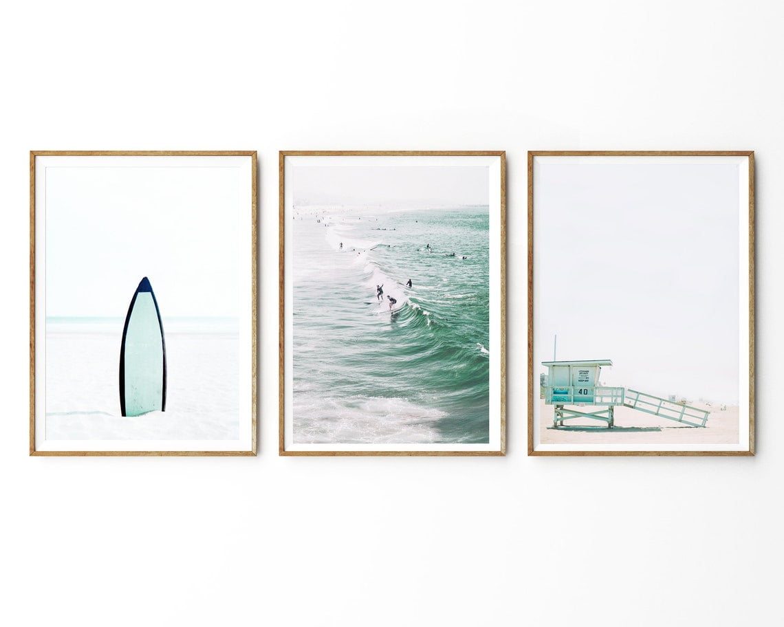 Luvia Set Of 3 Beach Prints Surf Art Prints Beach Poster Set Of 3 Piece ...