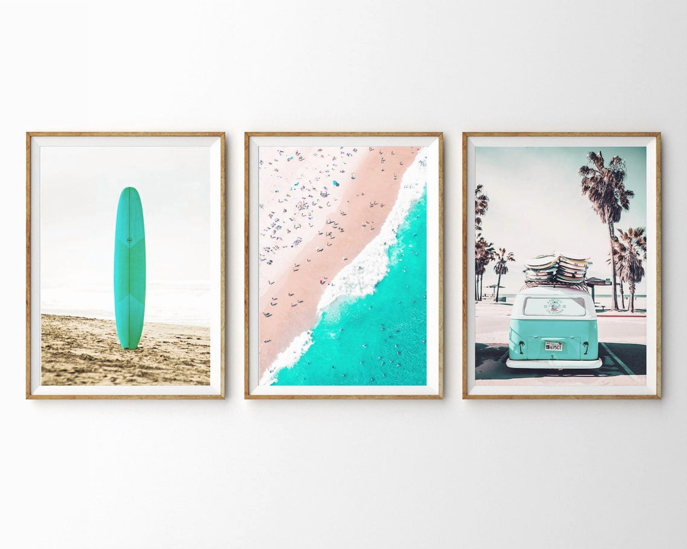 Luvia Turquoise Beach Poster Set Of 3 California Surf Board Aerial ...