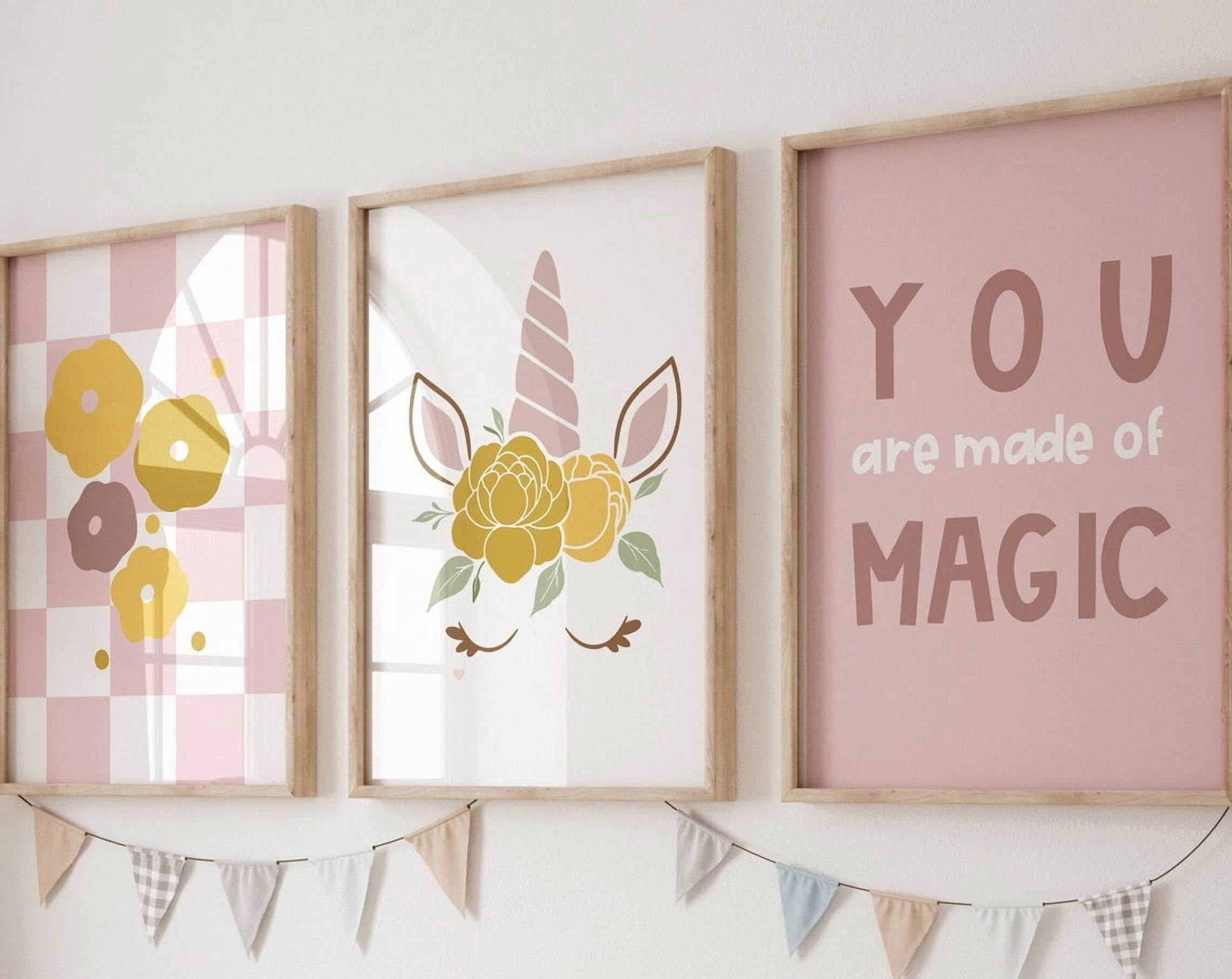 Luvia Unicorn Girls Bedroom, Set Of 3, Unicorn Decor, Floral Girls ...