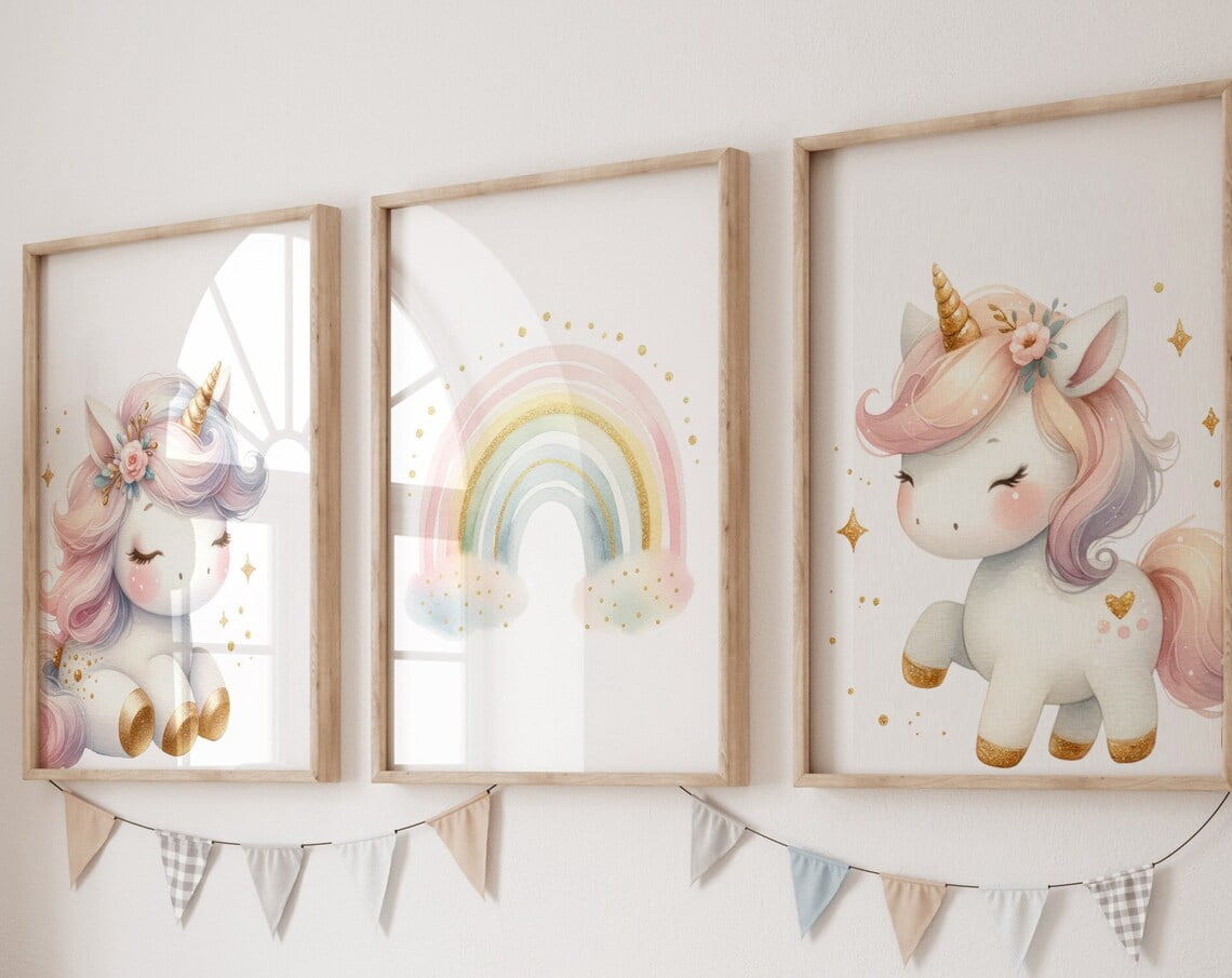 Luvia Unicorn Room Decor, Unicorn Art For Girls, Golden Colors, Room ...