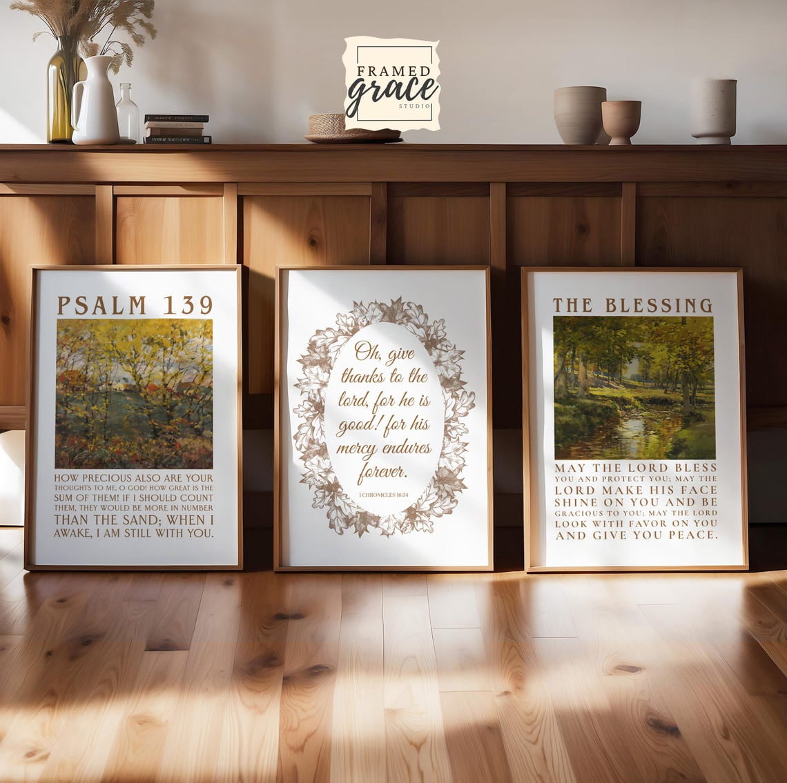 Luvia Vintage Fall Forest Set Of 3, Bible Verse Print, Psalms Scripture ...