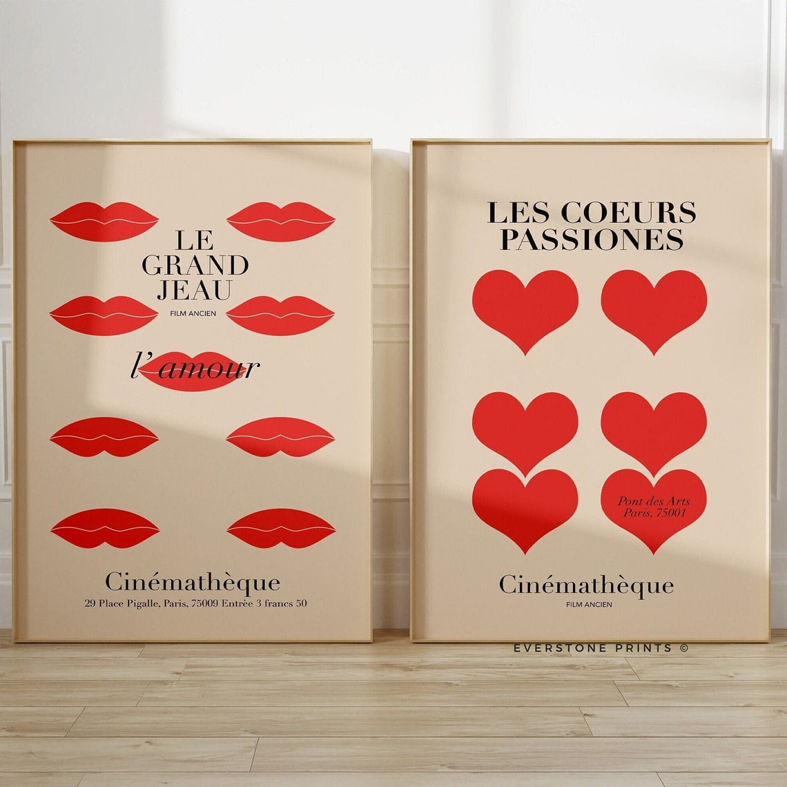 Luvia Vintage French Film Set, French Kiss Art, Heart, Retro Art Print ...