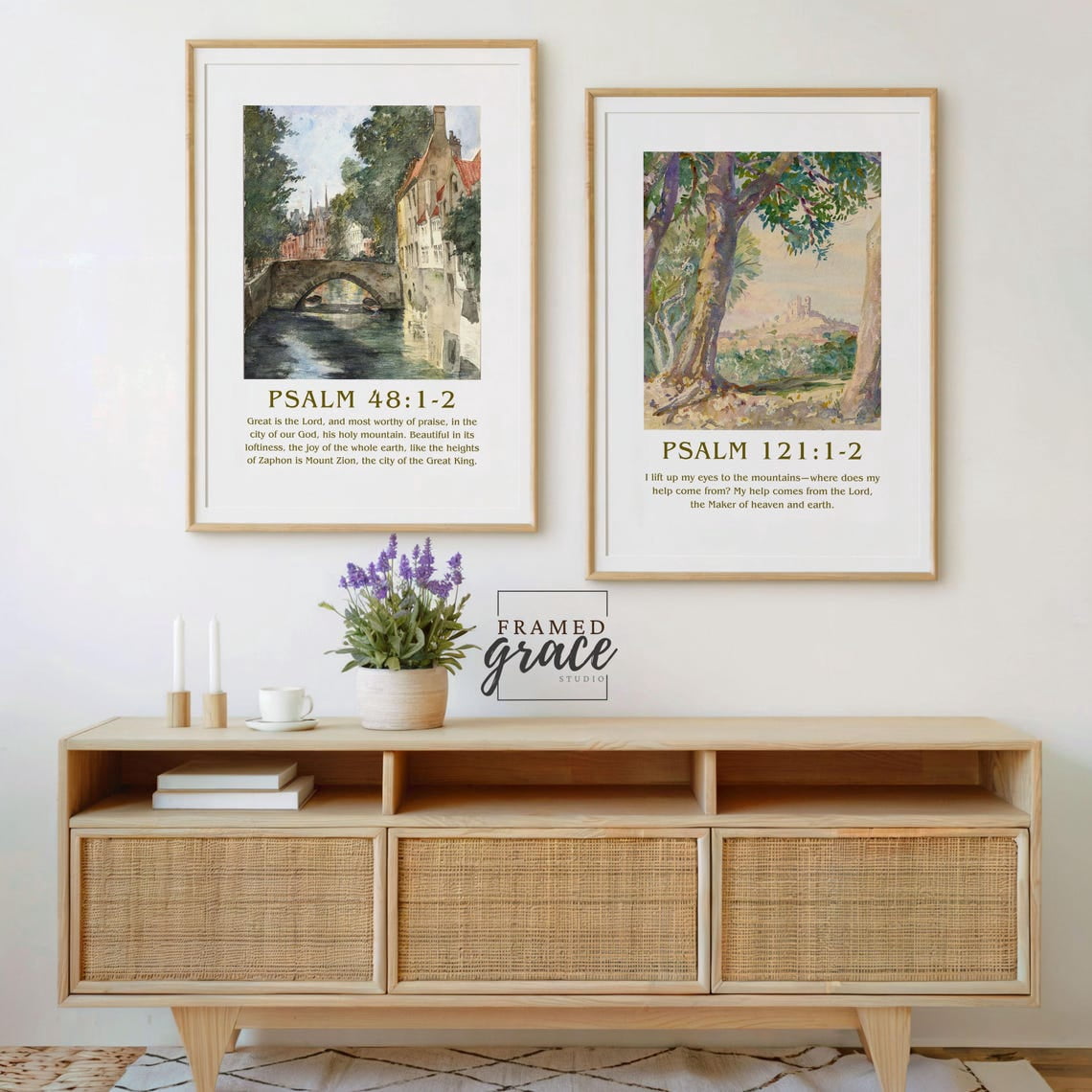 Luvia Vintage Italian Landscape Psalms Set Of 2, Psalm 128 Vintage ...
