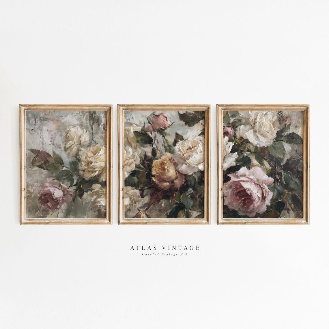 Luvia Vintage Rose Flower Gallery Set Of 3 Prints, Victorian Floral ...