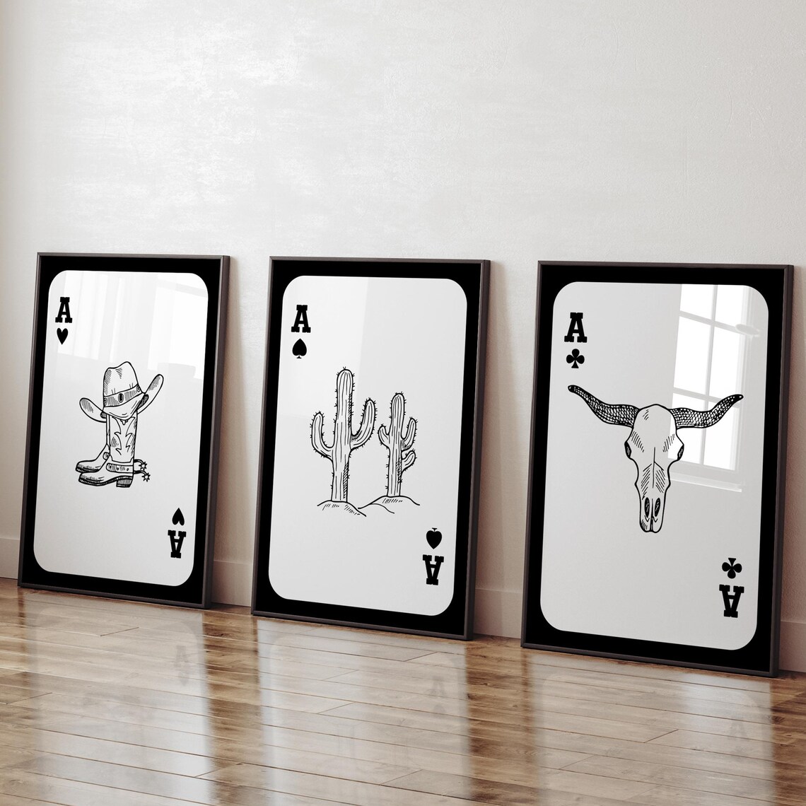 Luvia Western Playing Card Set Of 3 Trendy Western Art Cowboy Modern ...