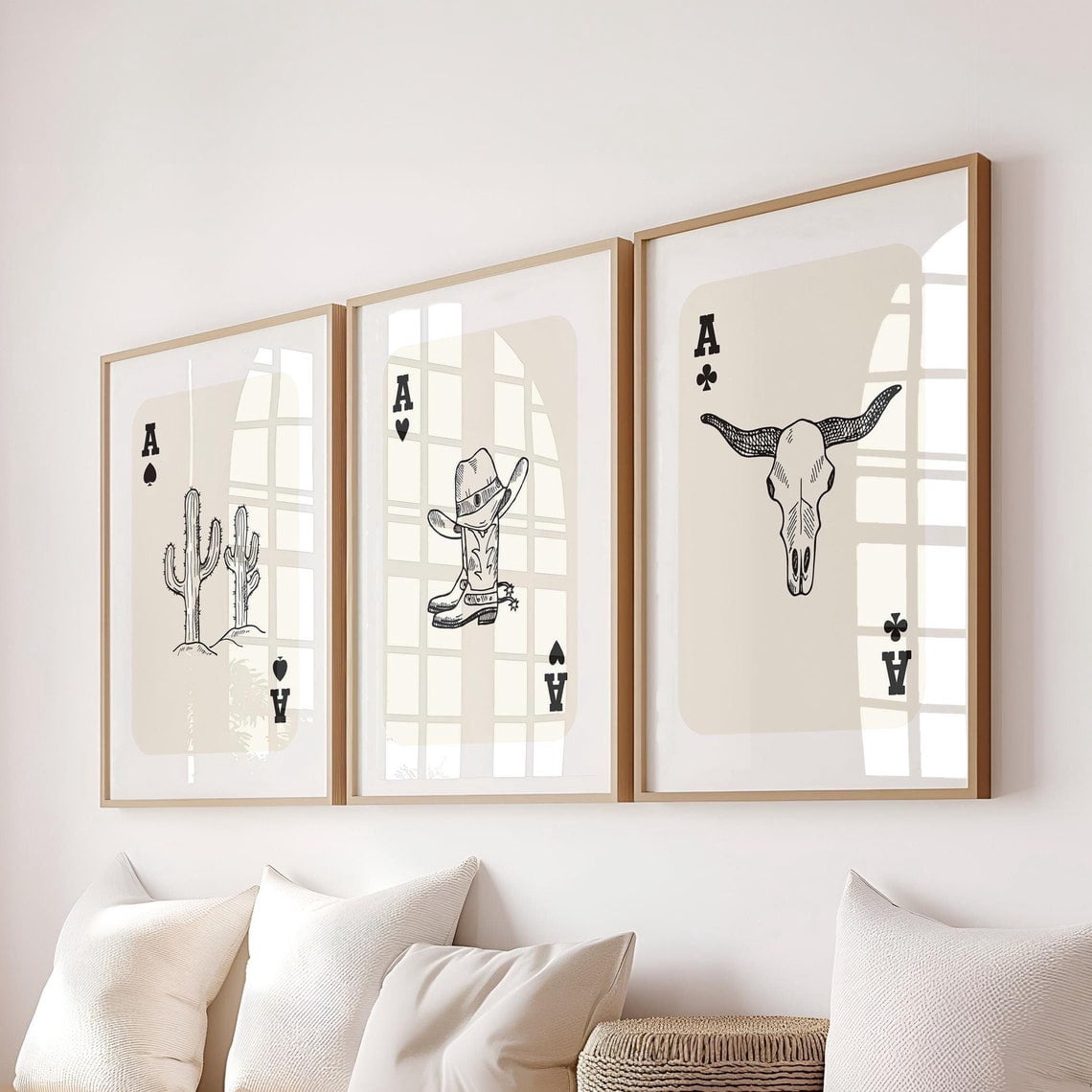 Luvia Western Playing Card Set Of 3 Trendy Western Art Cowboy Modern ...
